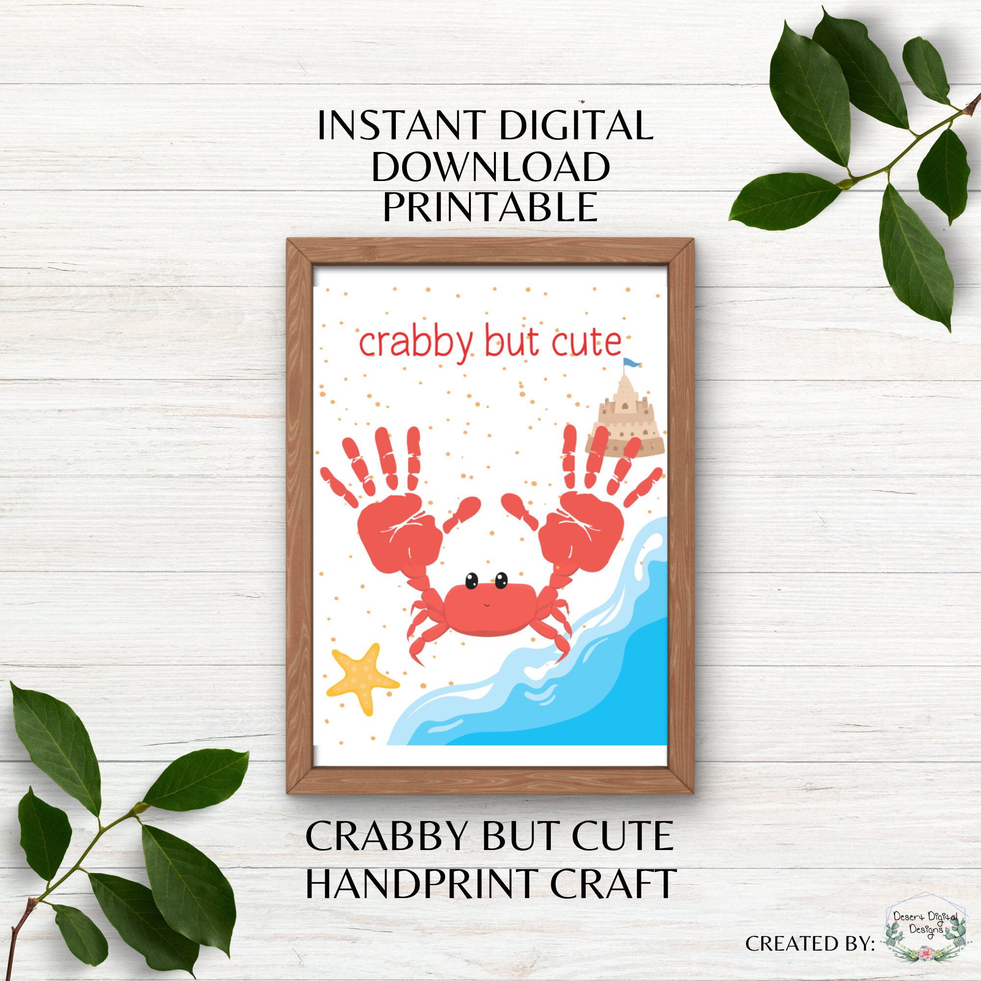 Printable Handprint Crabby but Cute Handprint Craft Summer Themed Crab ...