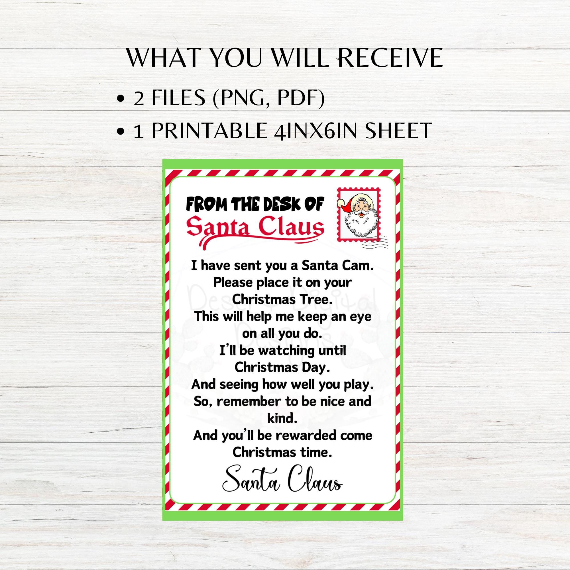 Santa Cam Letter Printable Santa Letter for Sant Cam Santa is Watching ...