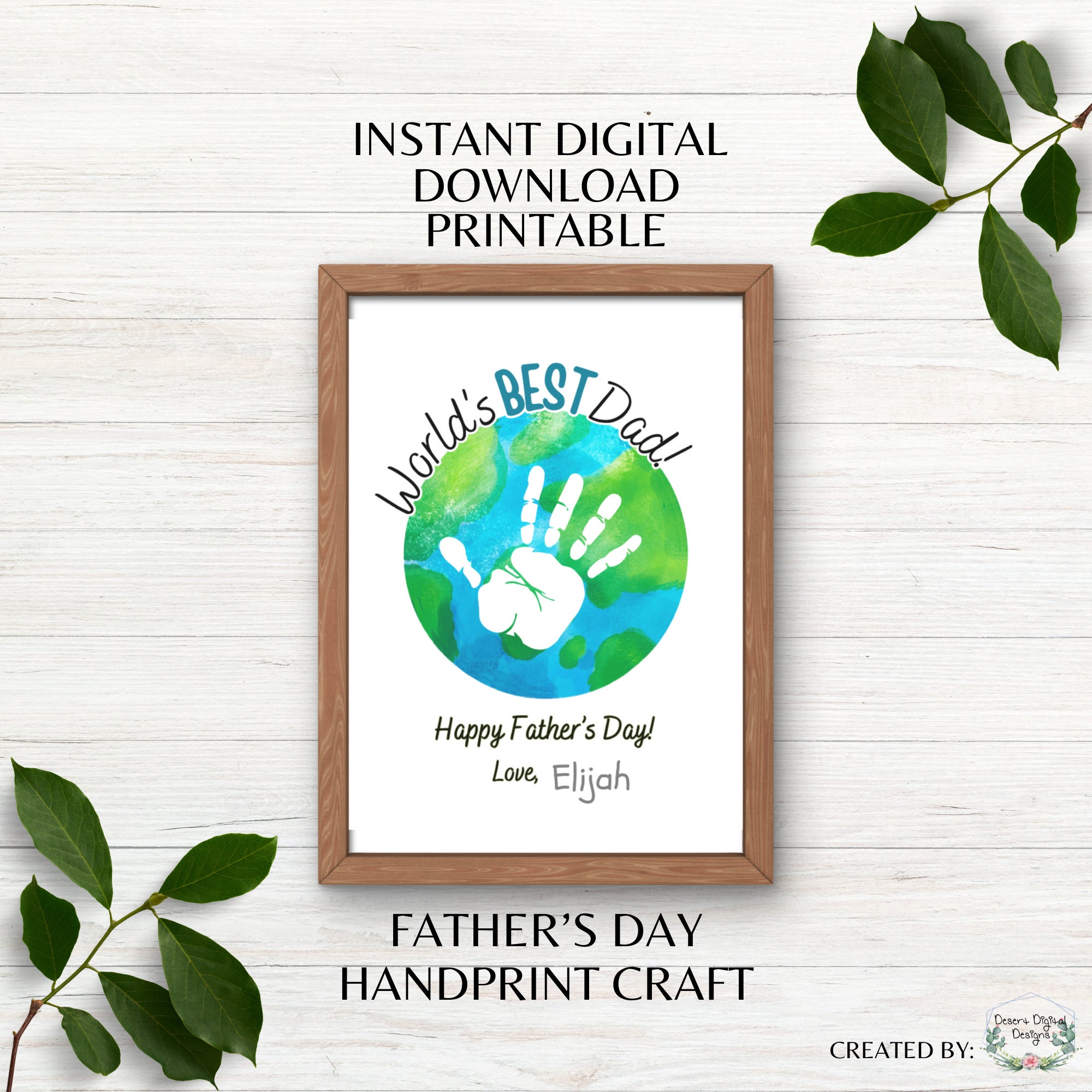 Printable Handprint World's Best Dad Father's Day Handprint Craft Best ...