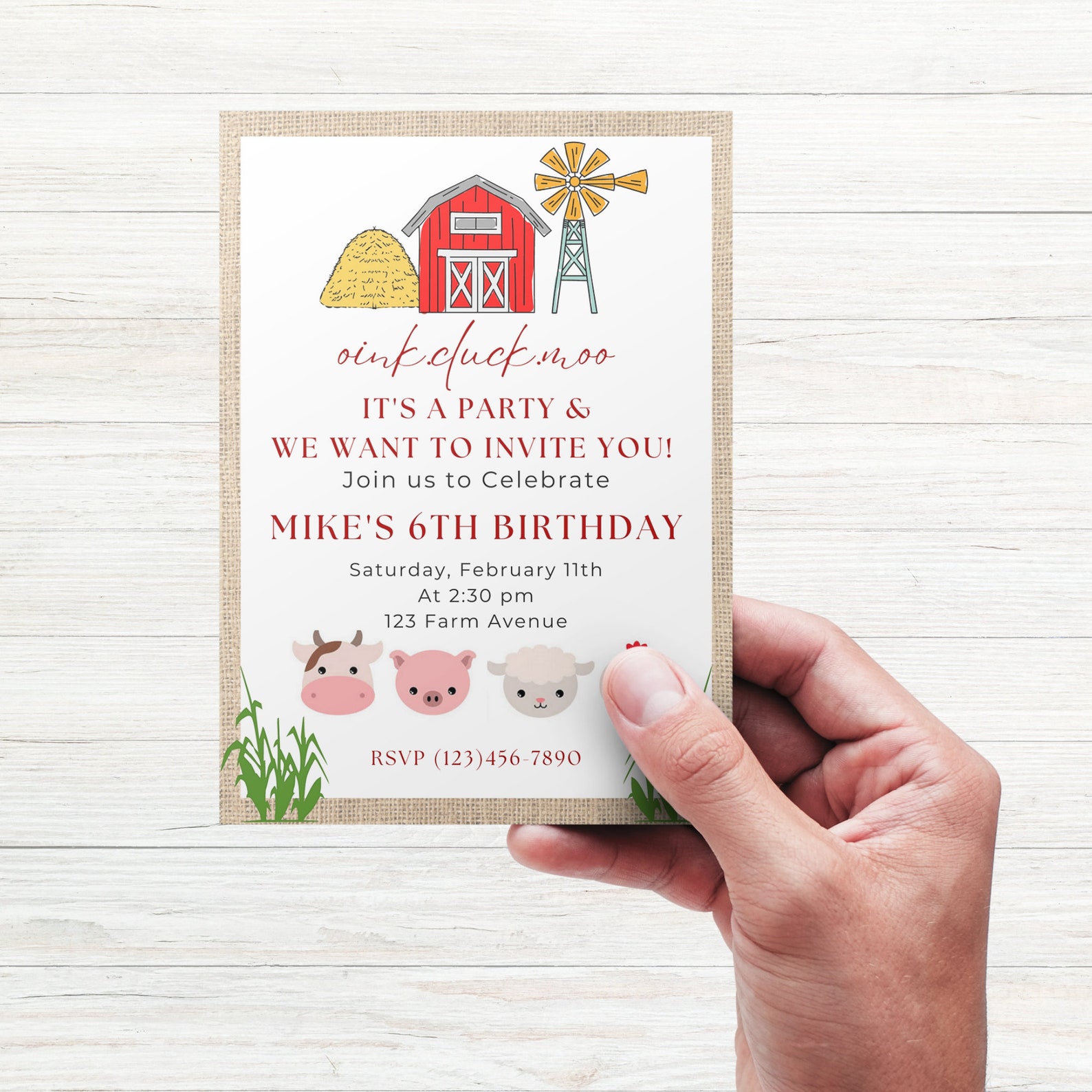 Editable Farm Themed Birthday Invitation Canva Template Printable Party ...