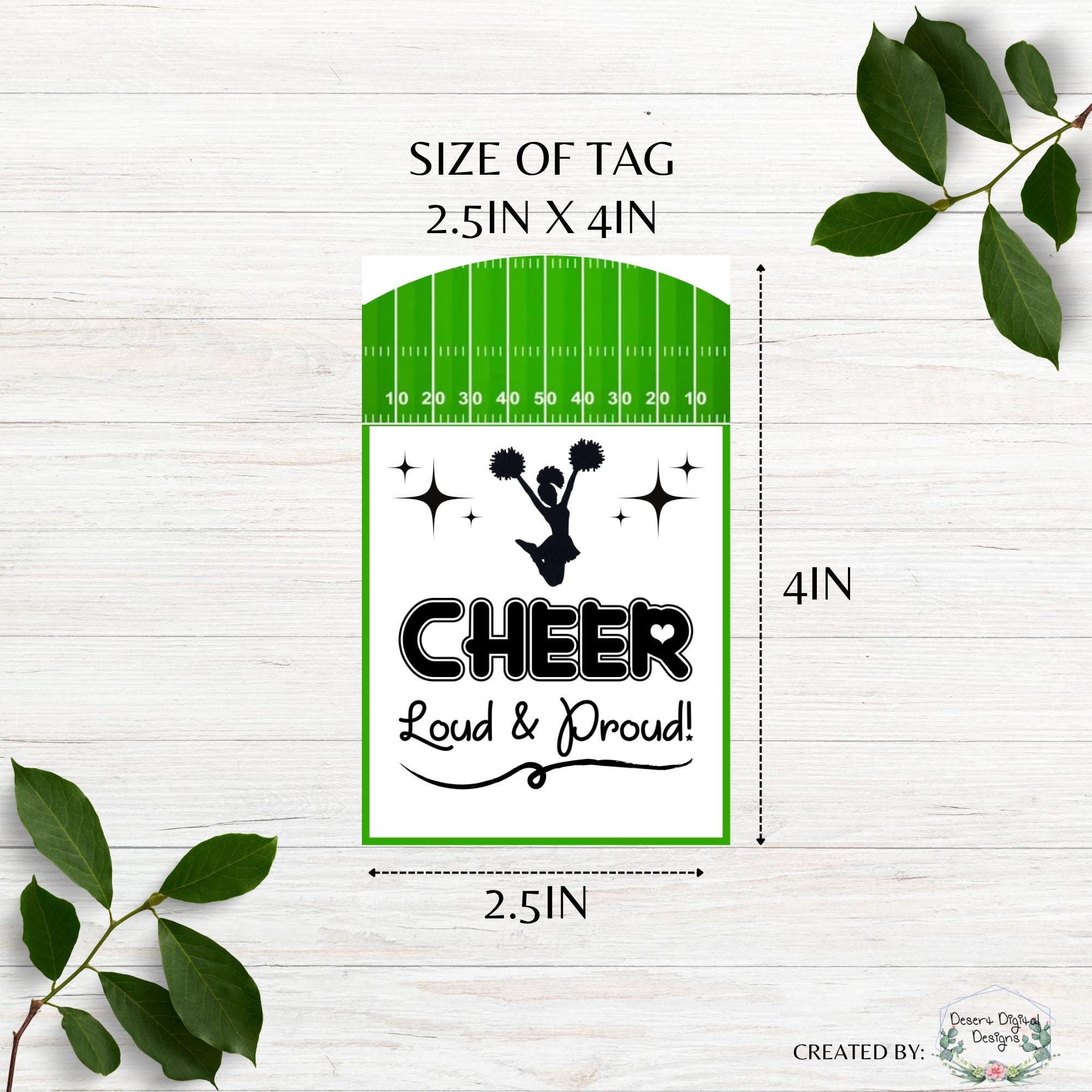 Printable Cheer Loud & Proud Favor Tags Cheerleading Themed Favor Tags ...
