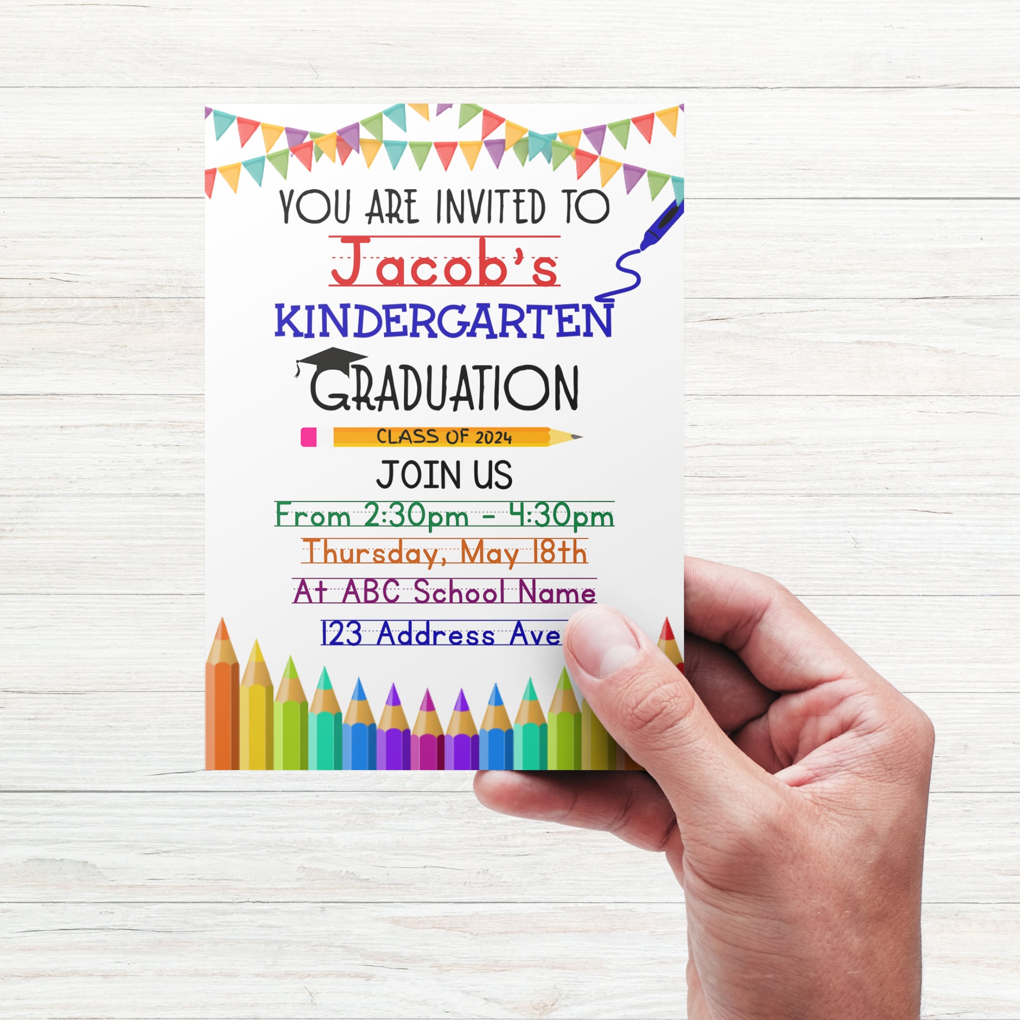 Kindergarten Editable Graduation Invitation Printable Kindergarten Grad ...