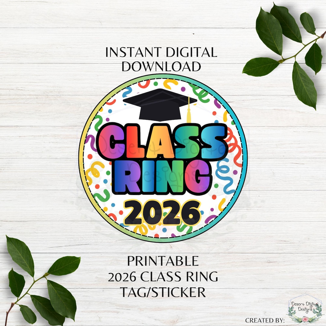 2026 Printable Class Ring Sticker Colorful Class Ring 2026 Tag ...