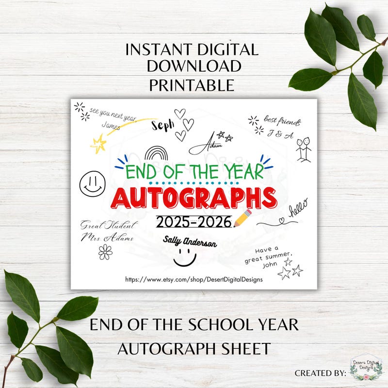 Autograph Page - Etsy