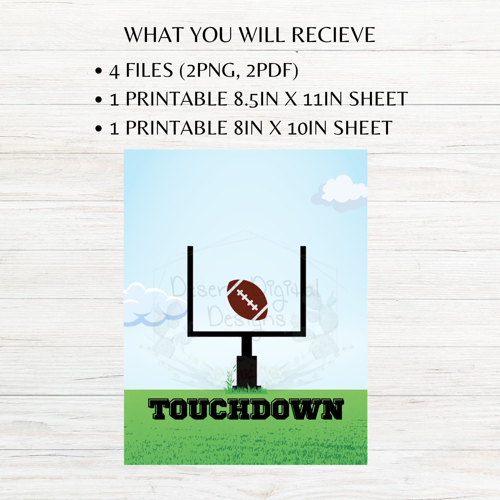 Touchdown Printable Handprint Art Classroom Kids Paint Craft Football ...