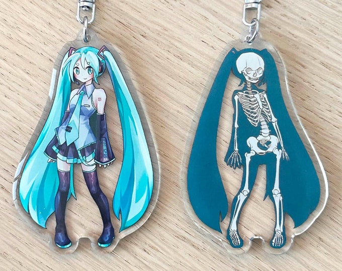 Double-sided Hatsune Miku Skeleton Keychain - Etsy