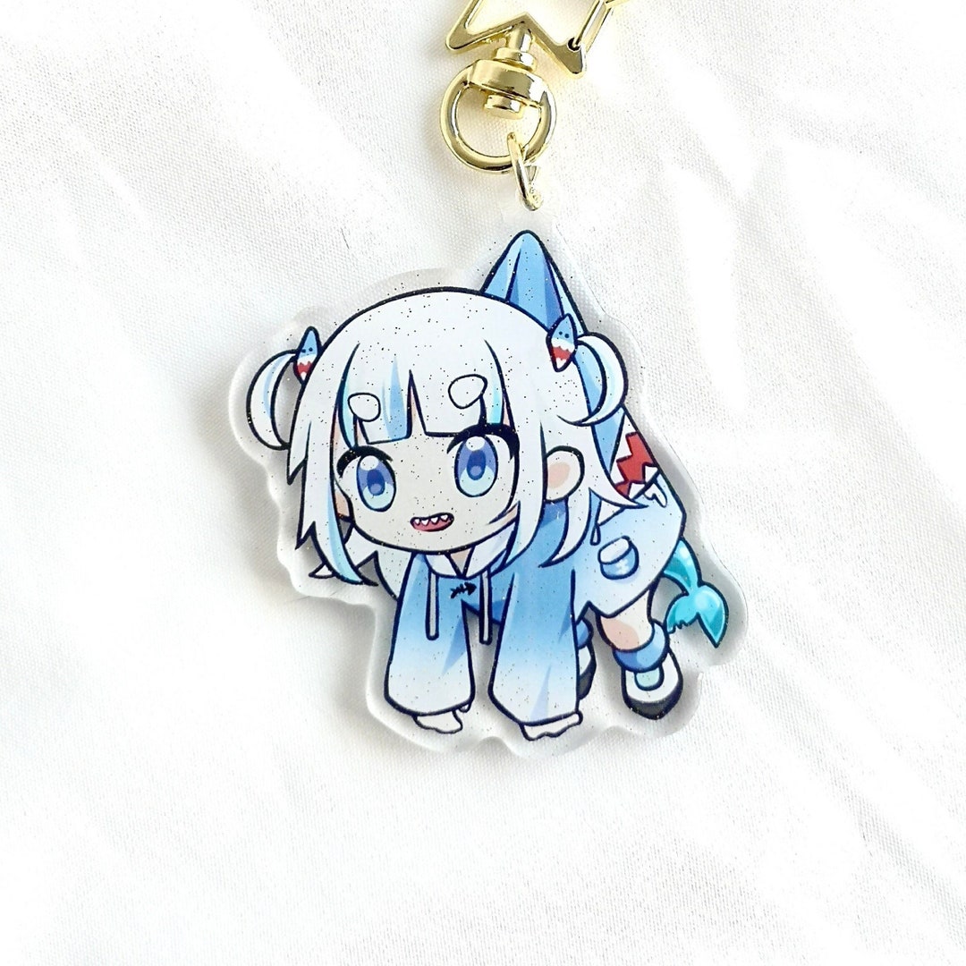 NEW Gawr Gura Dangling Glitter Keychain hololive - Etsy