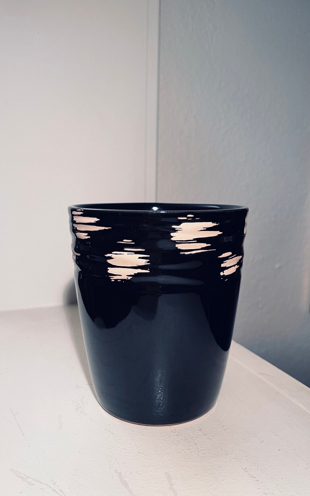 Black and Neutral Pot for Plants 5 Tall - Etsy