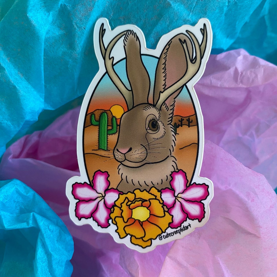 Jackalope MATTE Sticker, Cryptid Stickers, Creepy Sticker, Rabbit ...