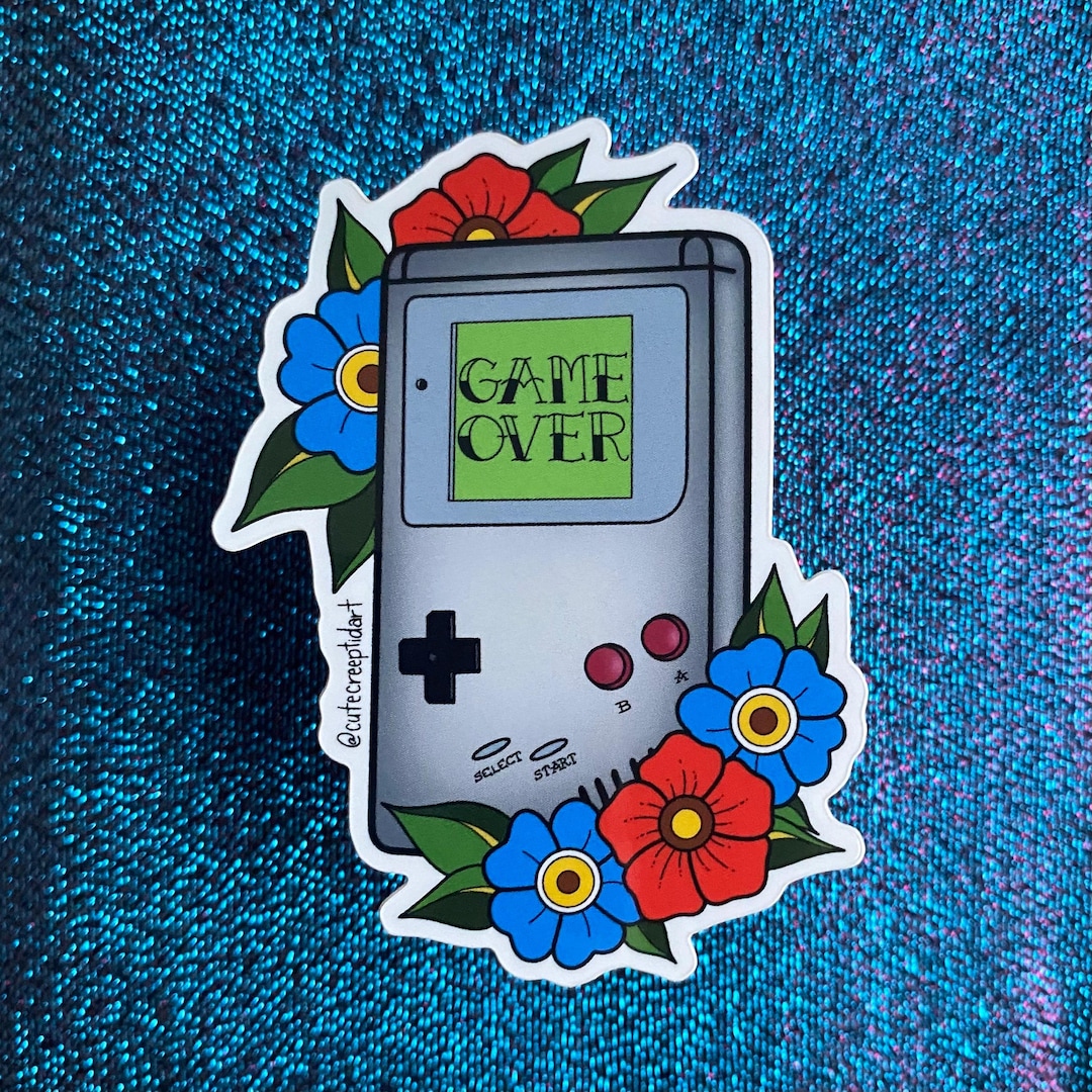 Game Over Sticker, Gamer Sticker, Tattoo Style Sticker, Pop Culture ...