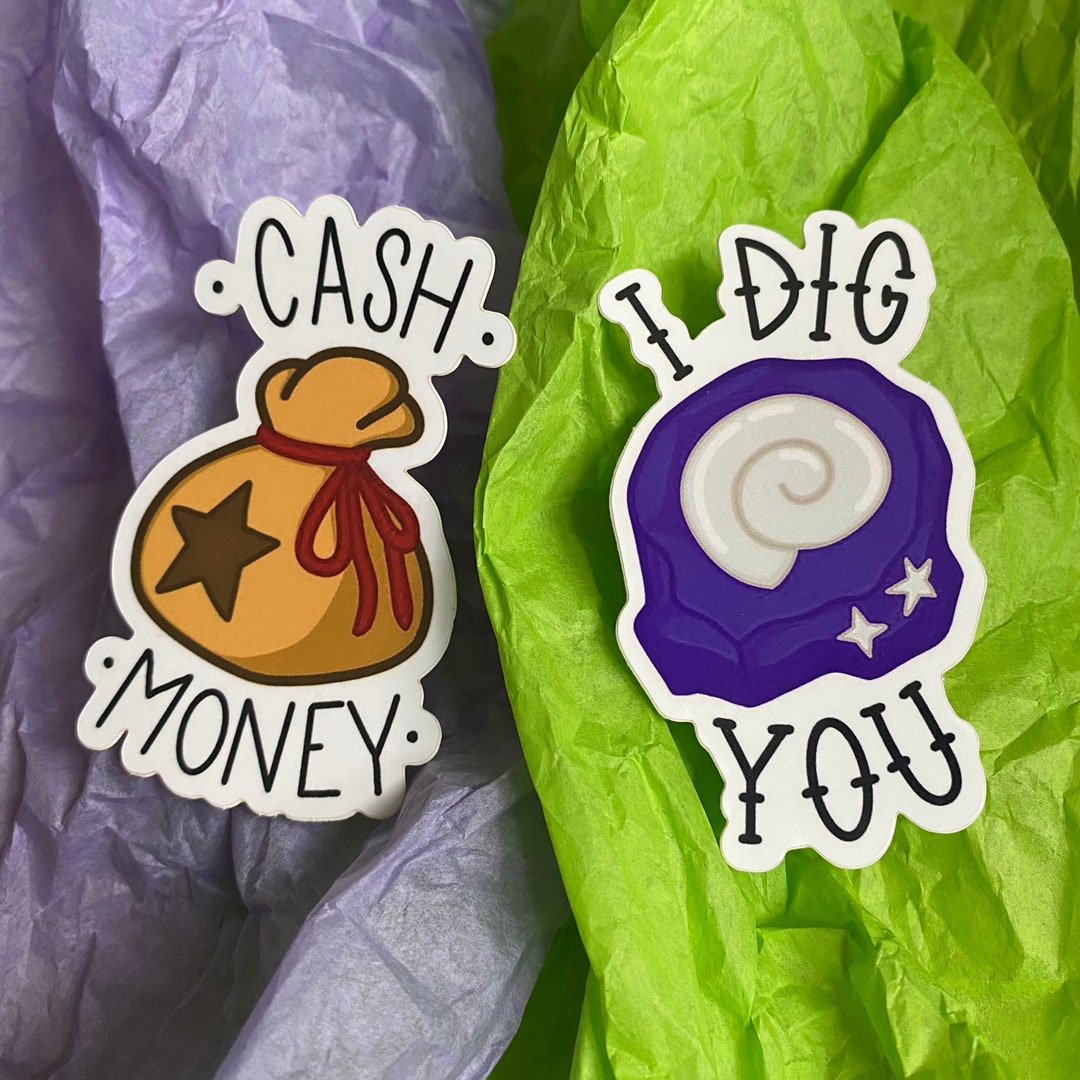 BUNDLE Cash Money/i Dig You Sticker, Fossil Sticker, Bell Bag Sticker ...