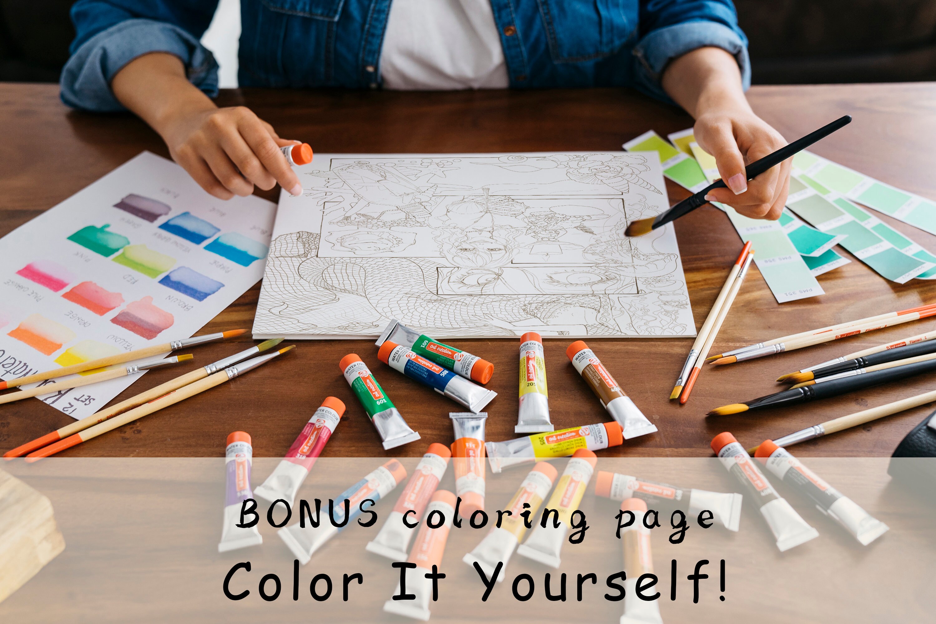 Nautical Mermaid Portrait Art Print, Watercolor Printable Art Poster ...