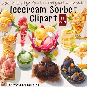 Watercolor Sorbet Clipart: Hand-drawn Summer Treats (PNG Set ...
