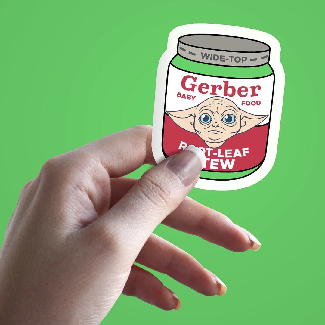 Baby Yoda Gerber Root Leaf Stew Sticker Hand Drawn Custom Design the ...