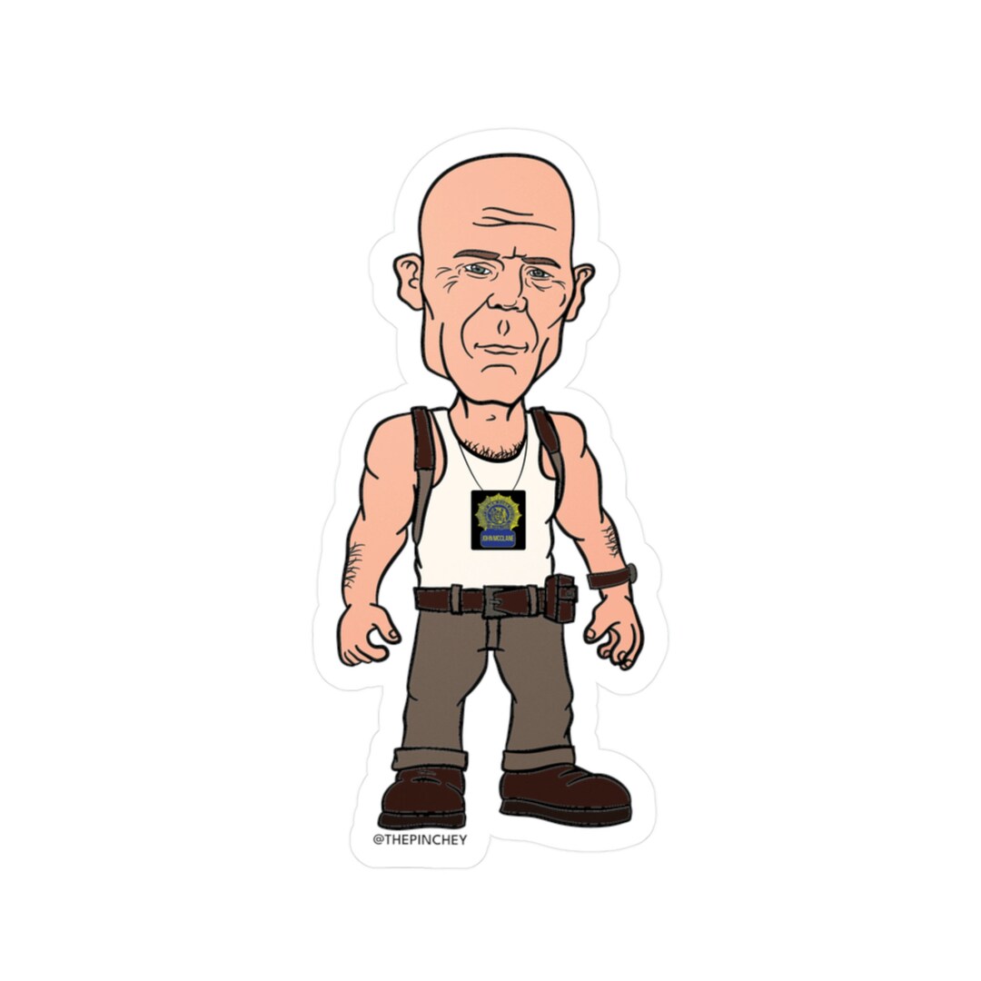 Bruce Willis Yippee Ki Yay Sticker Kiss-cut Vinyl Sticker Hand Drawn Custom Design Die Hard the ...