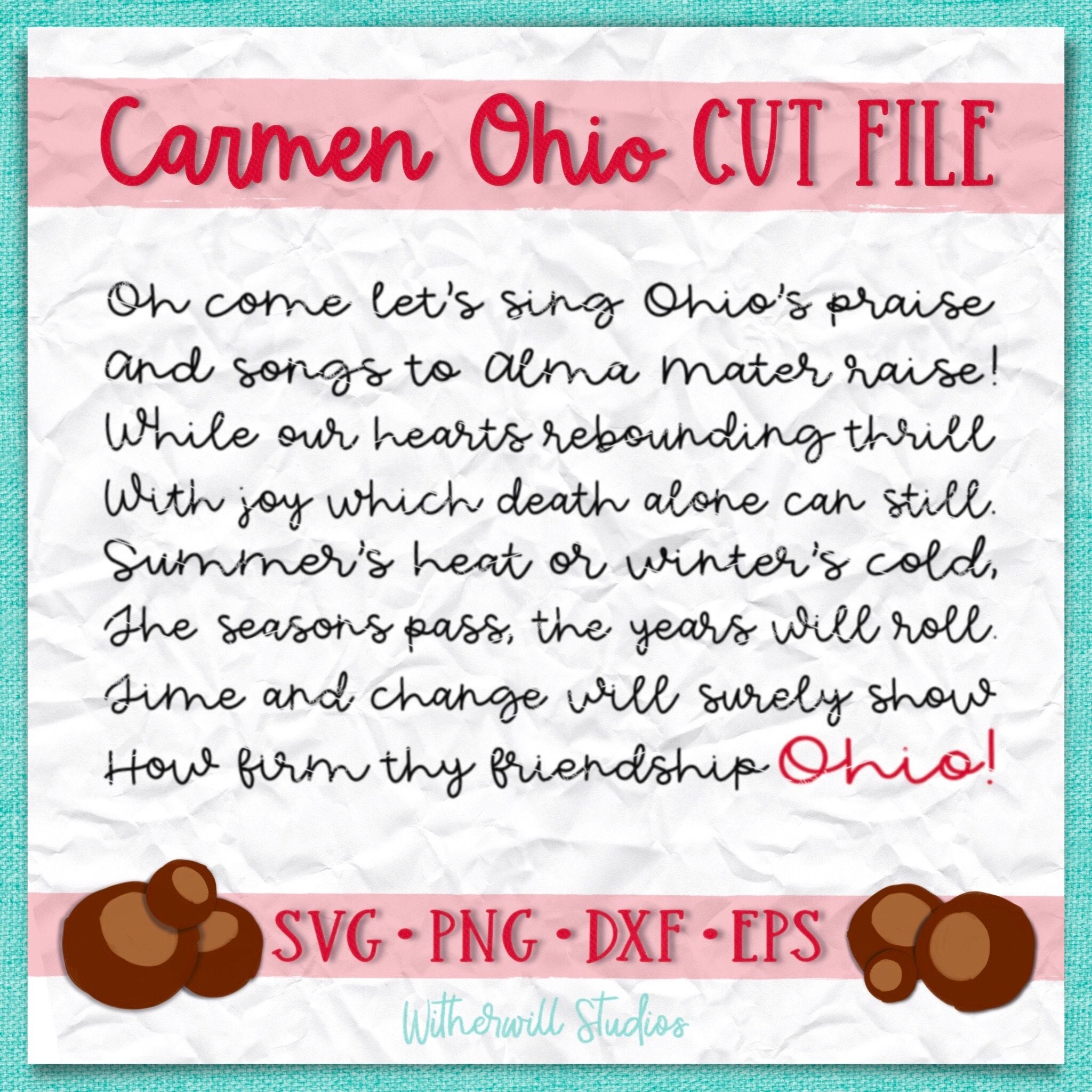 Carmen Ohio Handlettered Lyrics Cut File OSU Alma Mater Ohio State How ...