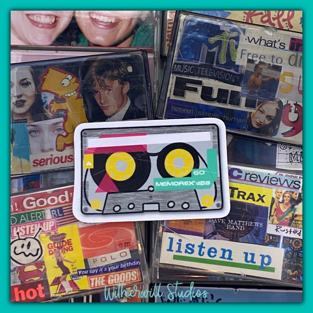Mix Tape Vinyl Sticker | Customizable Vintage Cassette Tape 80s 90s ...