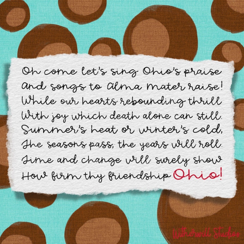 Carmen Ohio Handlettered Lyrics Cut File | OSU Alma Mater | Ohio State ...