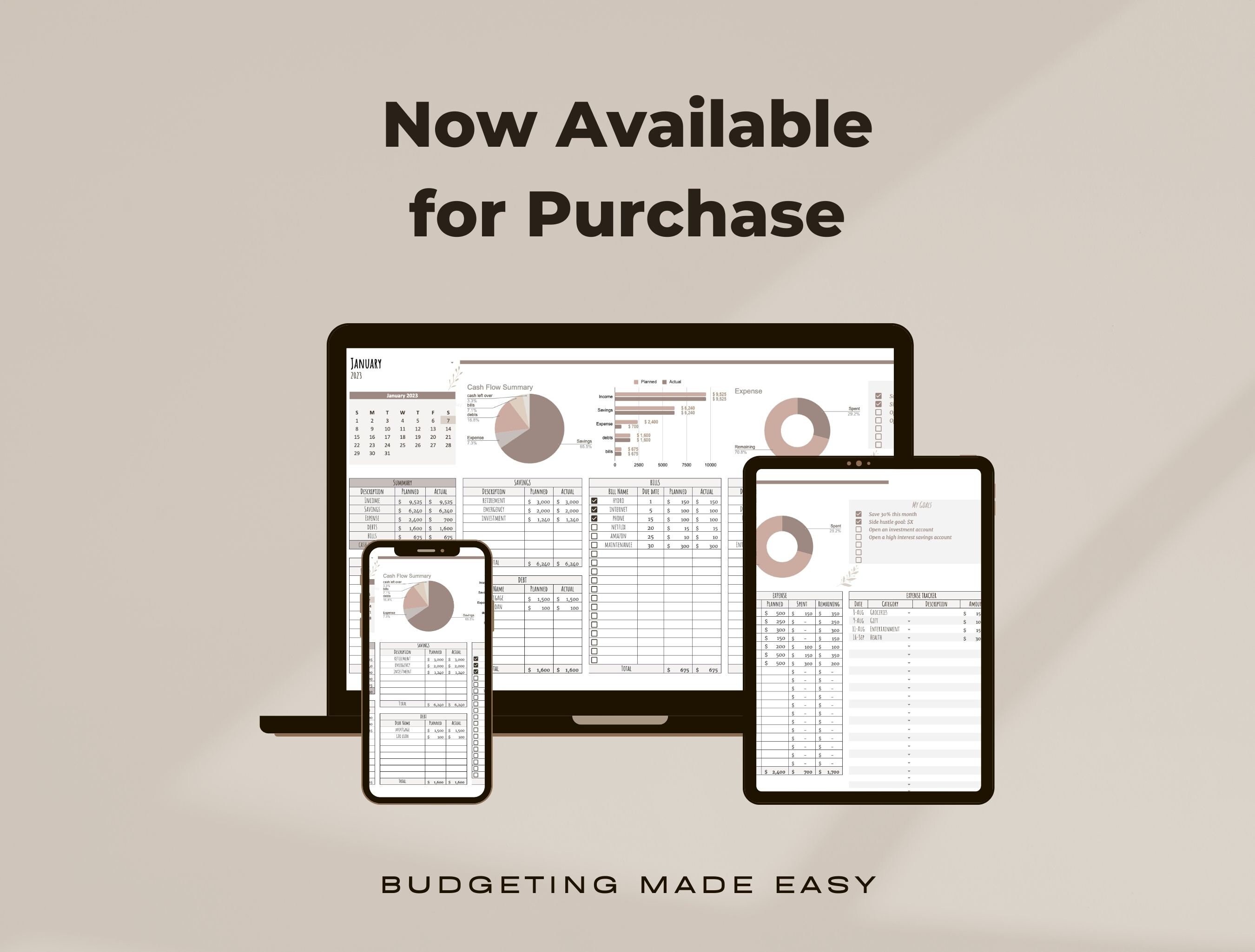 Monthly Budget Spreadsheet for Google Sheets Budget Template - Etsy