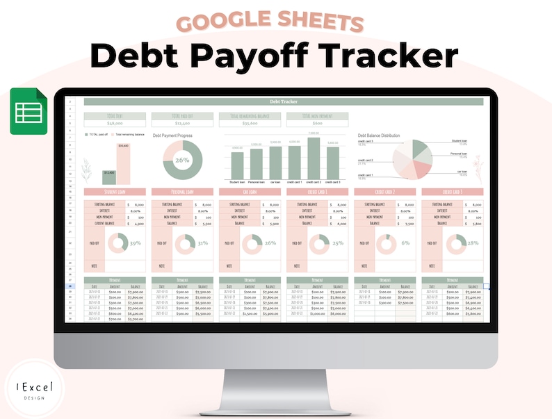 Debt Payoff Tracker Google Sheets Debt Snowball Calculator Student Loan ...