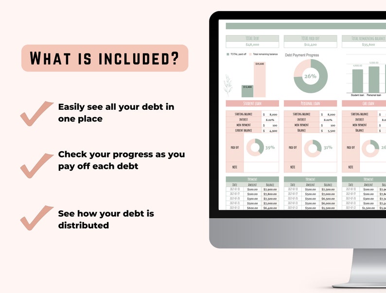 Debt Payoff Tracker: Google Sheets Debt Snowball Calculator (digital ...