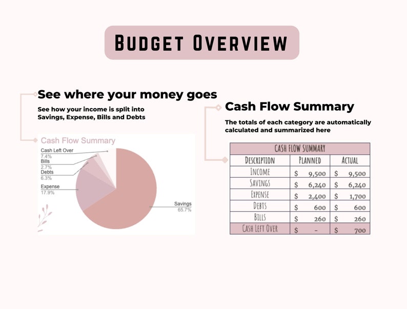 Pink Monthly Budget Template: Google Sheets Expense Tracker (digital ...