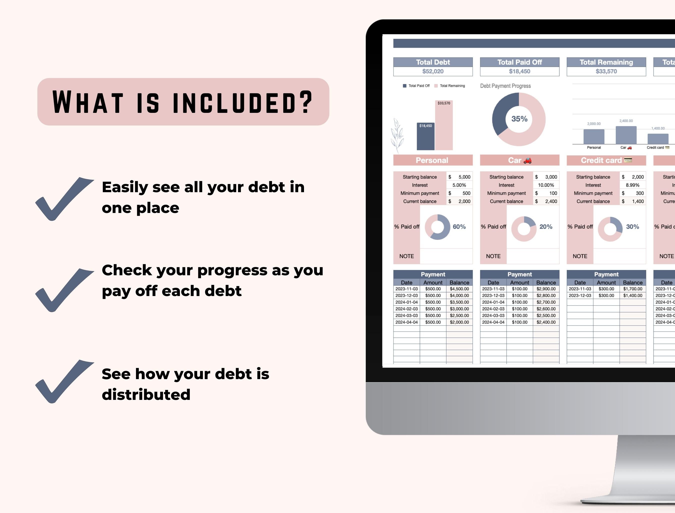 Debt Tracker Spreadsheet Google Sheets | Debt Snowball Calculator ...