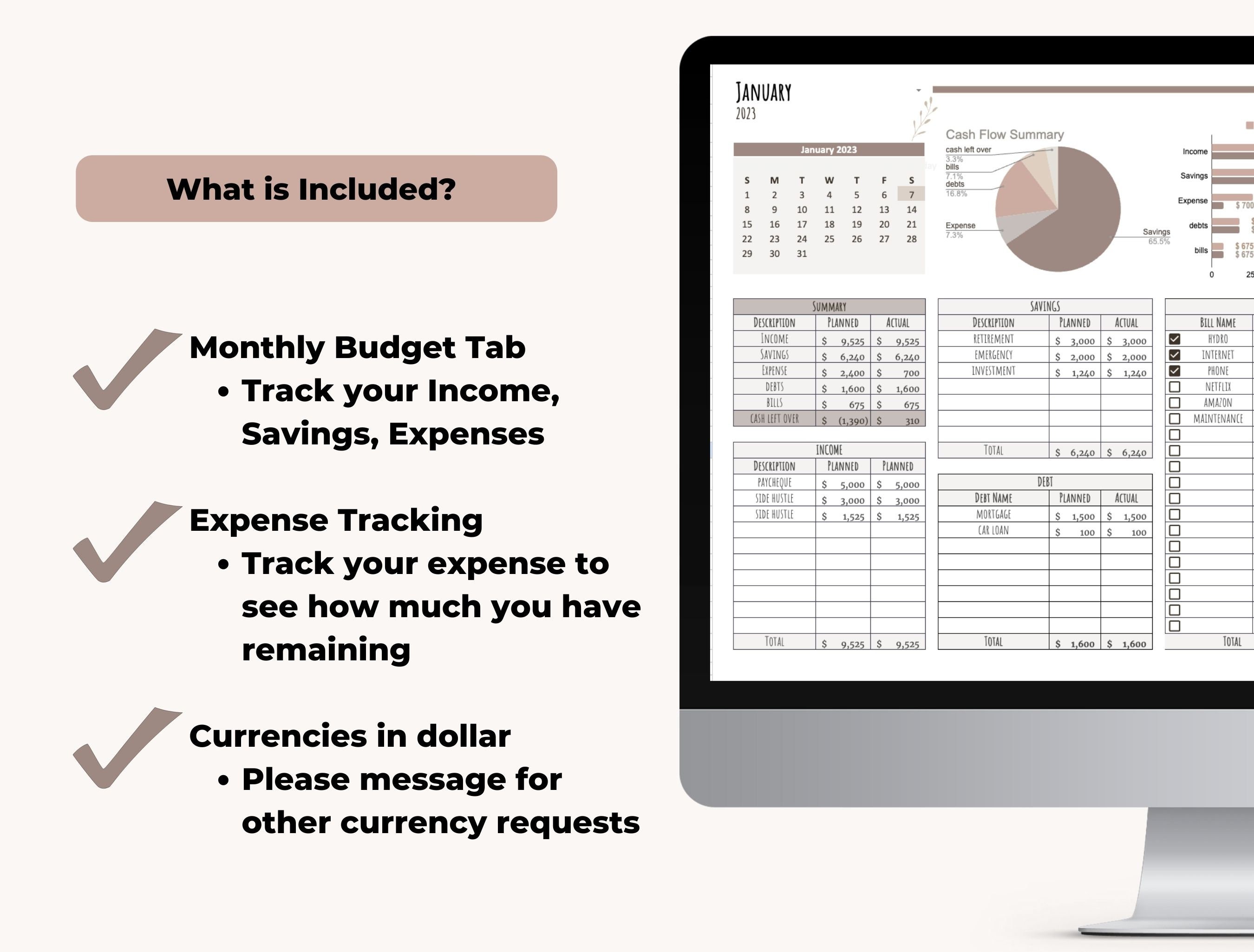 Monthly Budget Spreadsheet for Google Sheets Budget Template - Etsy