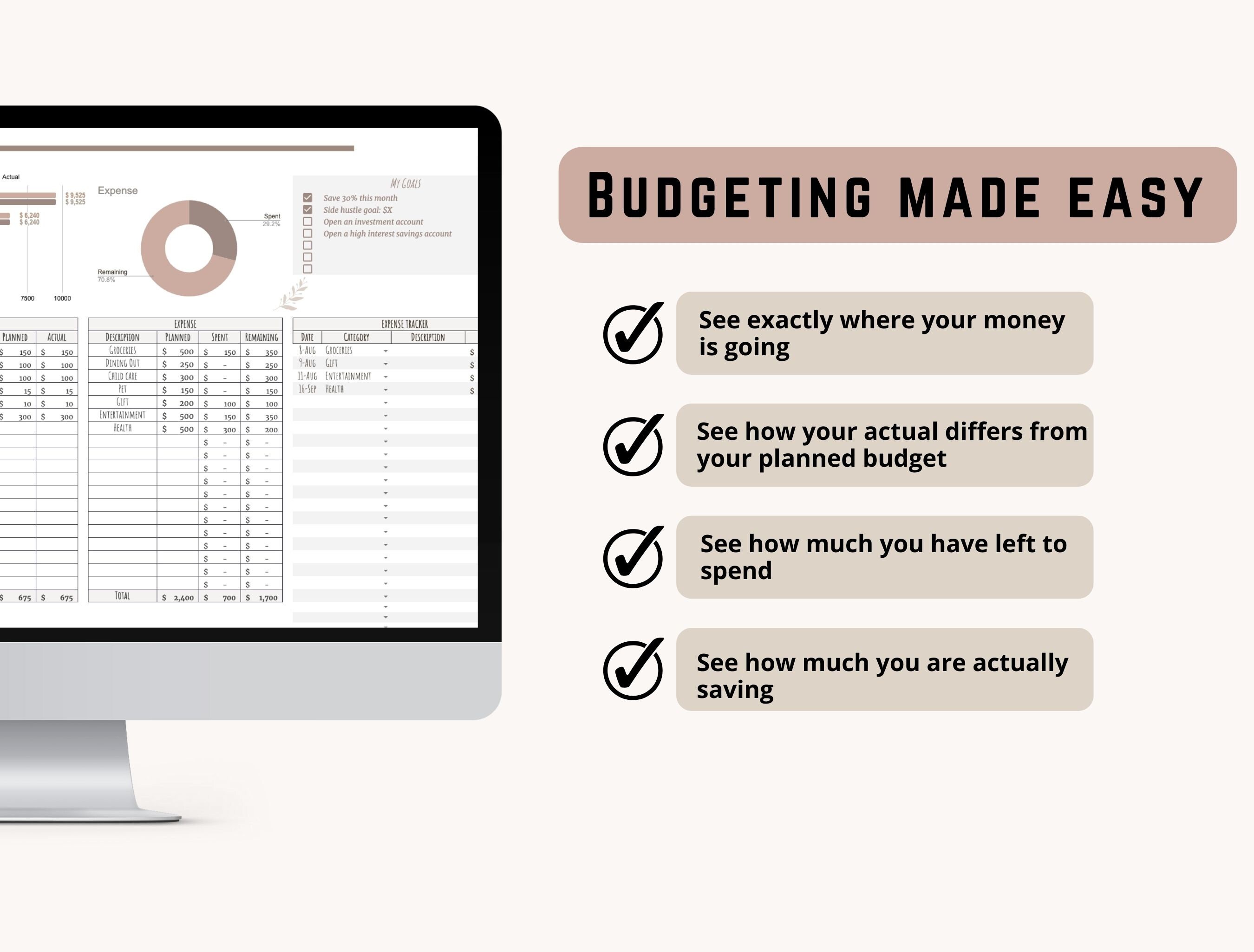 Monthly Budget Spreadsheet for Google Sheets Budget Template - Etsy