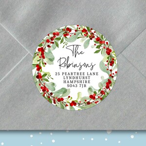 Christmas Wreath Address Label, Christmas Return Address Labels ...