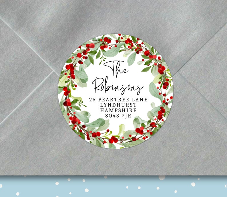 Christmas Wreath Address Label, Christmas Return Address Labels ...