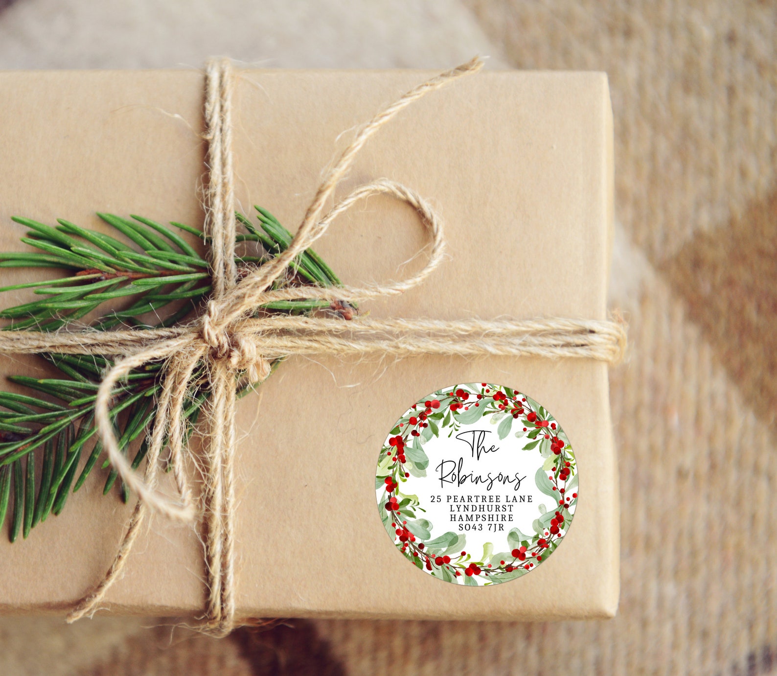 Christmas Wreath Address Label, Christmas Return Address Labels ...