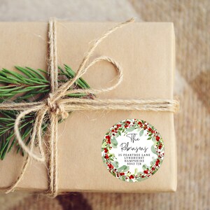 Christmas Wreath Address Label, Christmas Return Address Labels ...