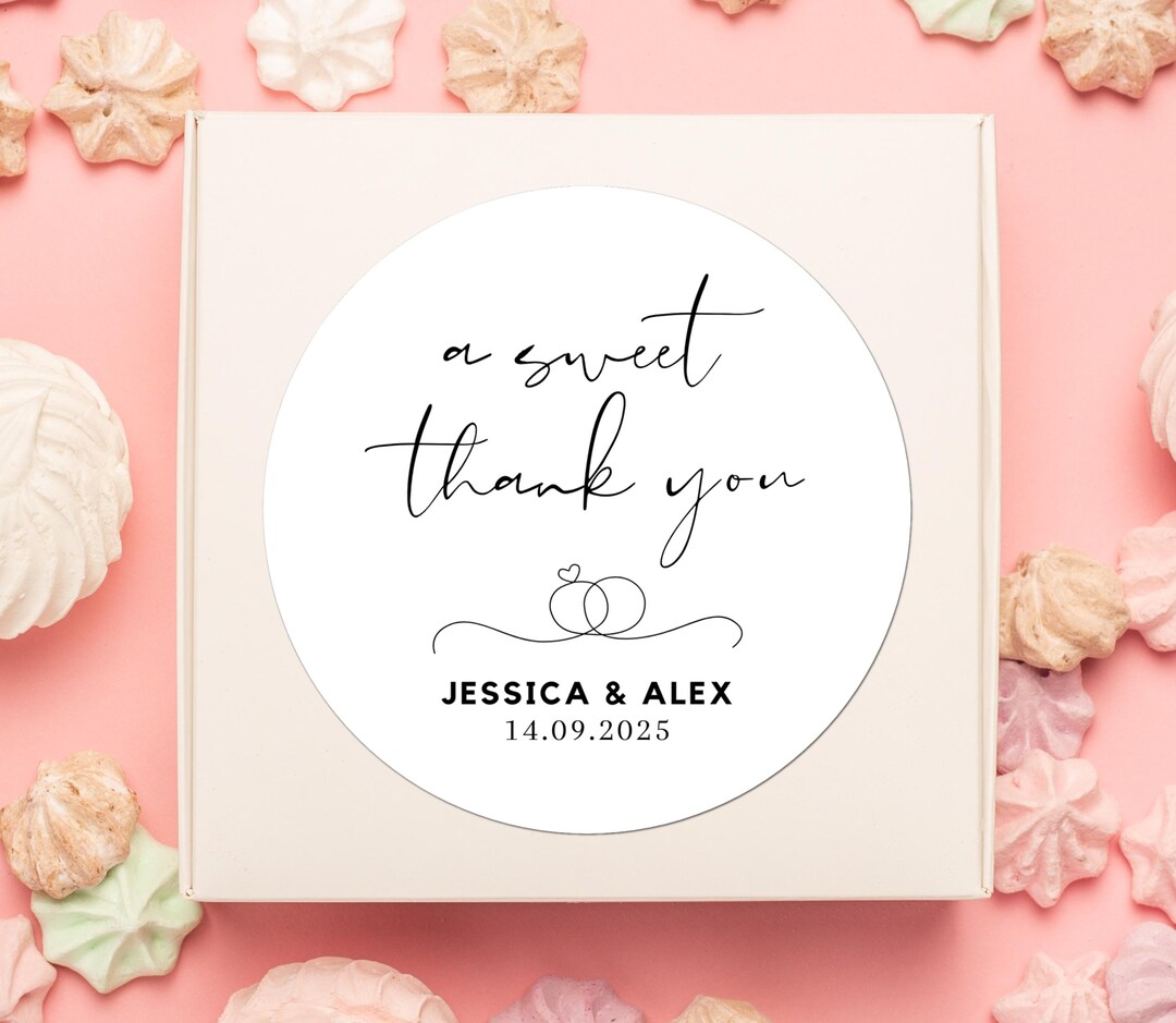 A Sweet Thank You Stickers, Personalised Wedding Favour Stickers ...