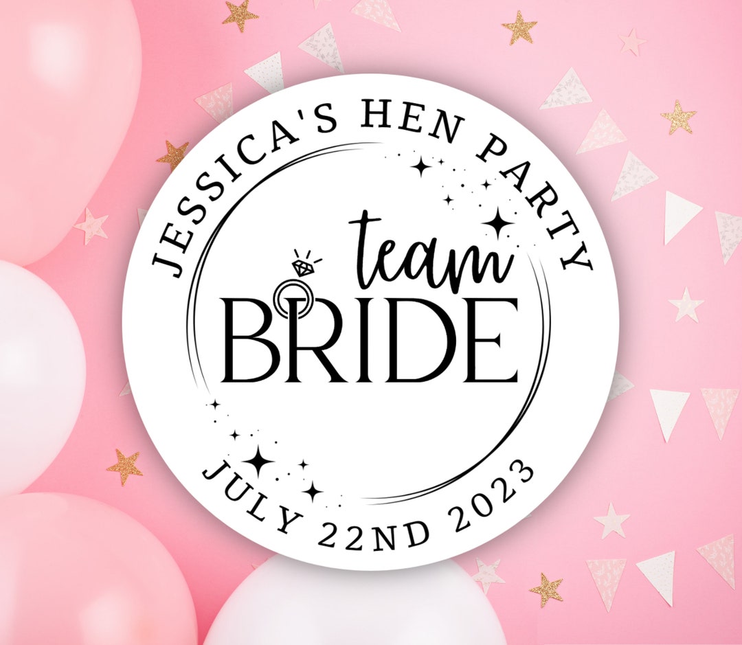 Personalised Hen Party Stickers, Team Bride Stickers, Hen Do Stickers ...