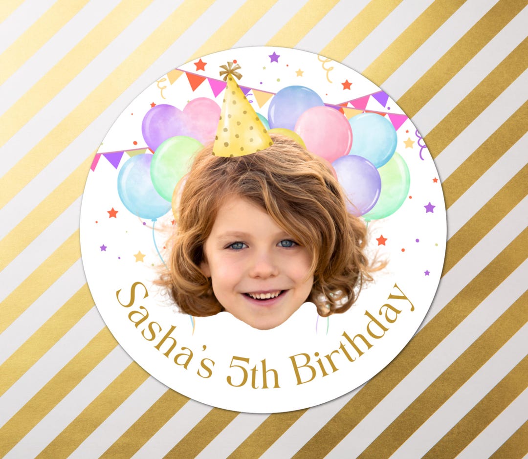 Personalised Birthday Photo Sticker, Custom Photo Sticker, Personalised ...