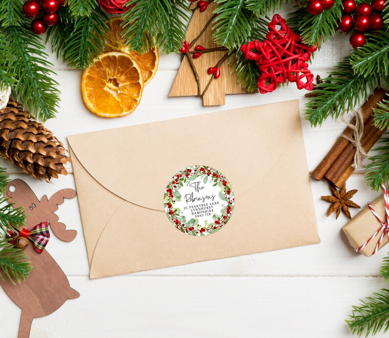 Christmas Wreath Address Label, Christmas Return Address Labels ...
