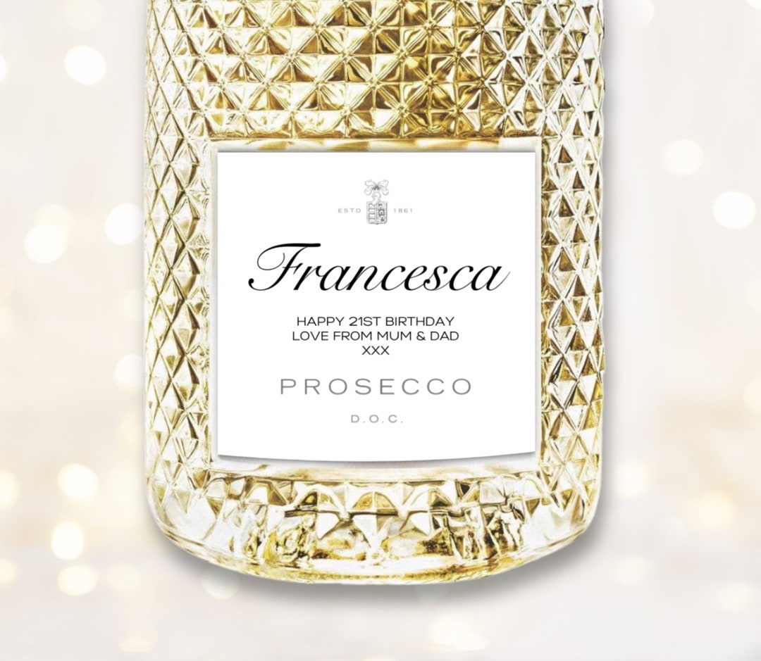 Personalised Prosecco Bottle Label, Pearlescent Prosecco Label ...