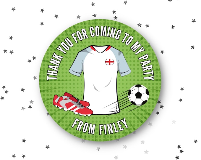 Football Party Stickers, Personalised Football Birthday Party Stickers ...