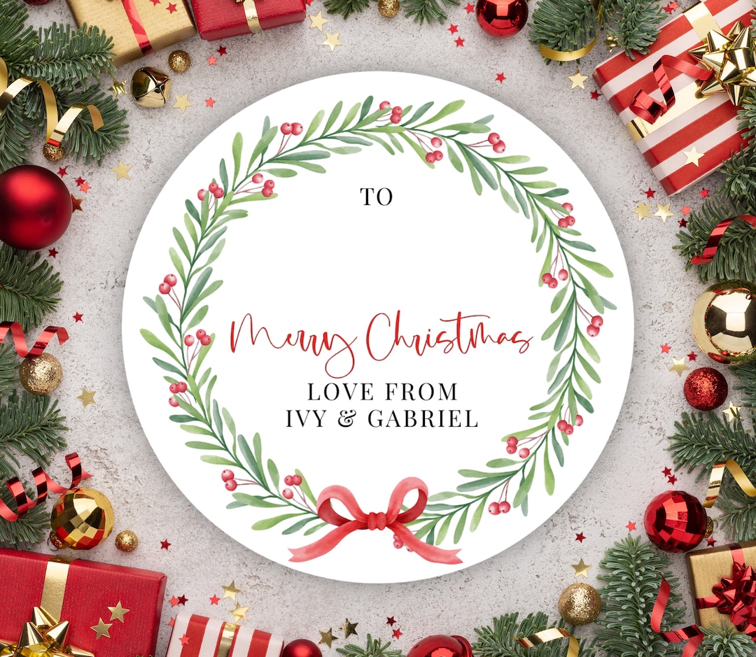 24 Personalised Christmas Gift Stickers, Christmas Gift Labels ...
