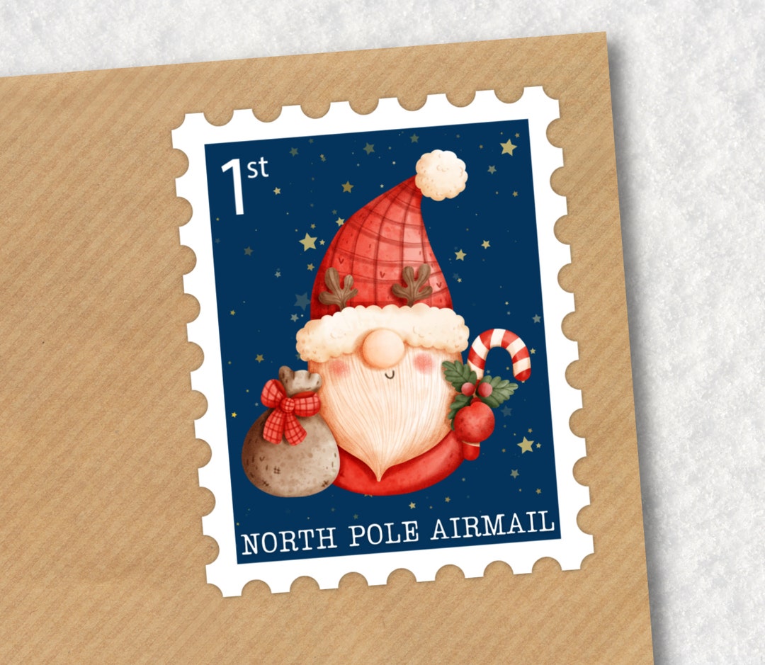 Christmas Stamp Stickers, Santa Stamp Stickers, Christmas Santa Postal ...