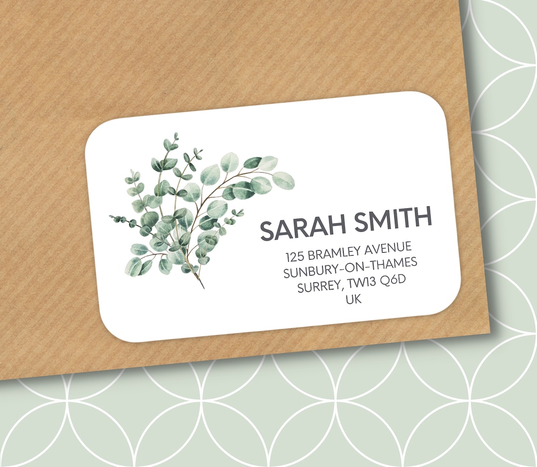 Personalised Address Label, Eucalyptus Address Label, Invitation ...