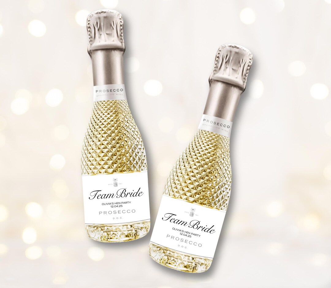 Mini Prosecco Labels, Team Bride Stickers, Personalised Prosecco Label ...