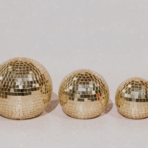 4” Gold Tabletop Disco Ball - Large Disco Ball, Retro Decor, Shelf Art ...