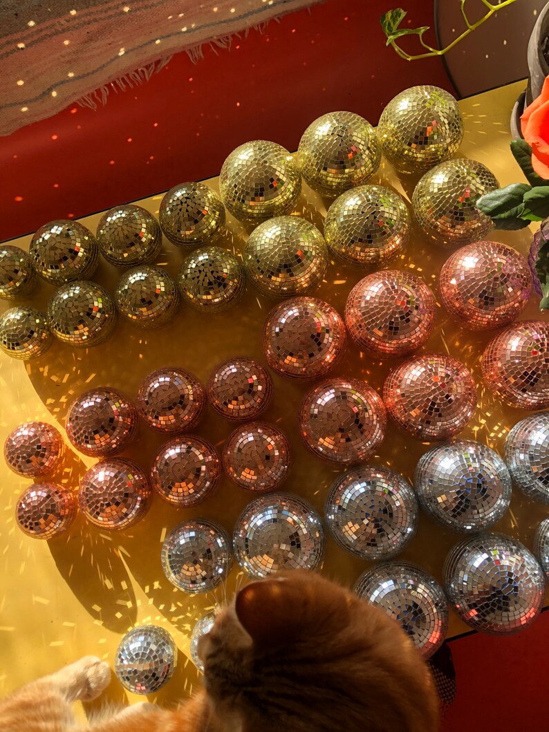 2” Gold Tabletop Disco Ball - Small Disco Ball, Table Centerpiece ...