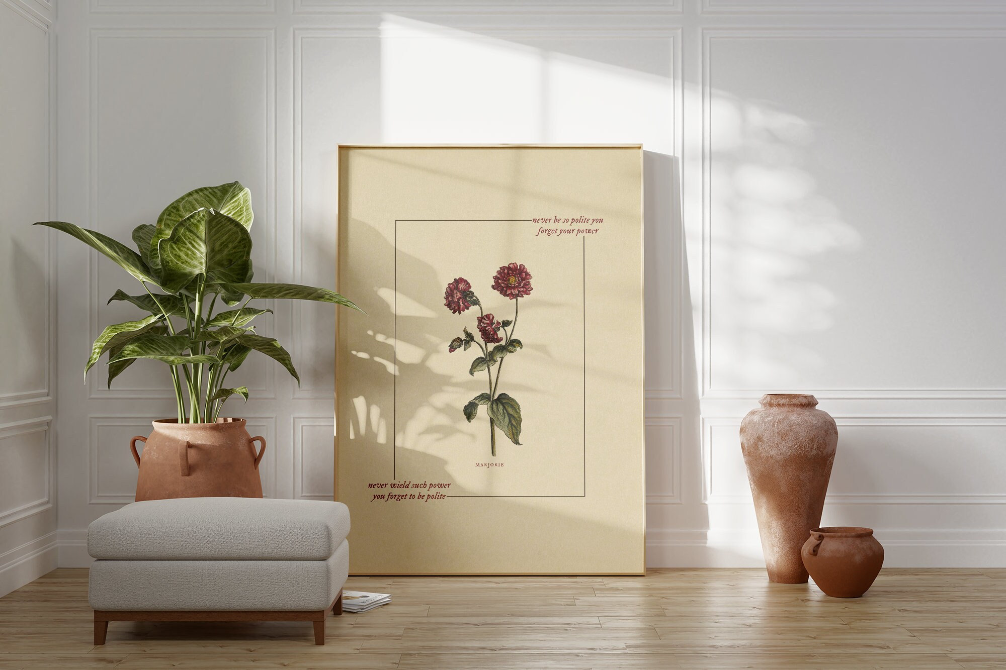 The Never Be so Polite Vintage Floral Print, DIGITAL Printable Wall Art ...