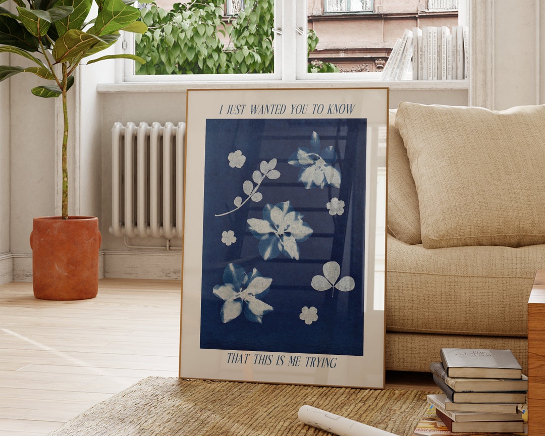 Cyanotype This is Me Trying Print - DIGITAL Printable Art Print, Dorm Room Wall Art Cute ...