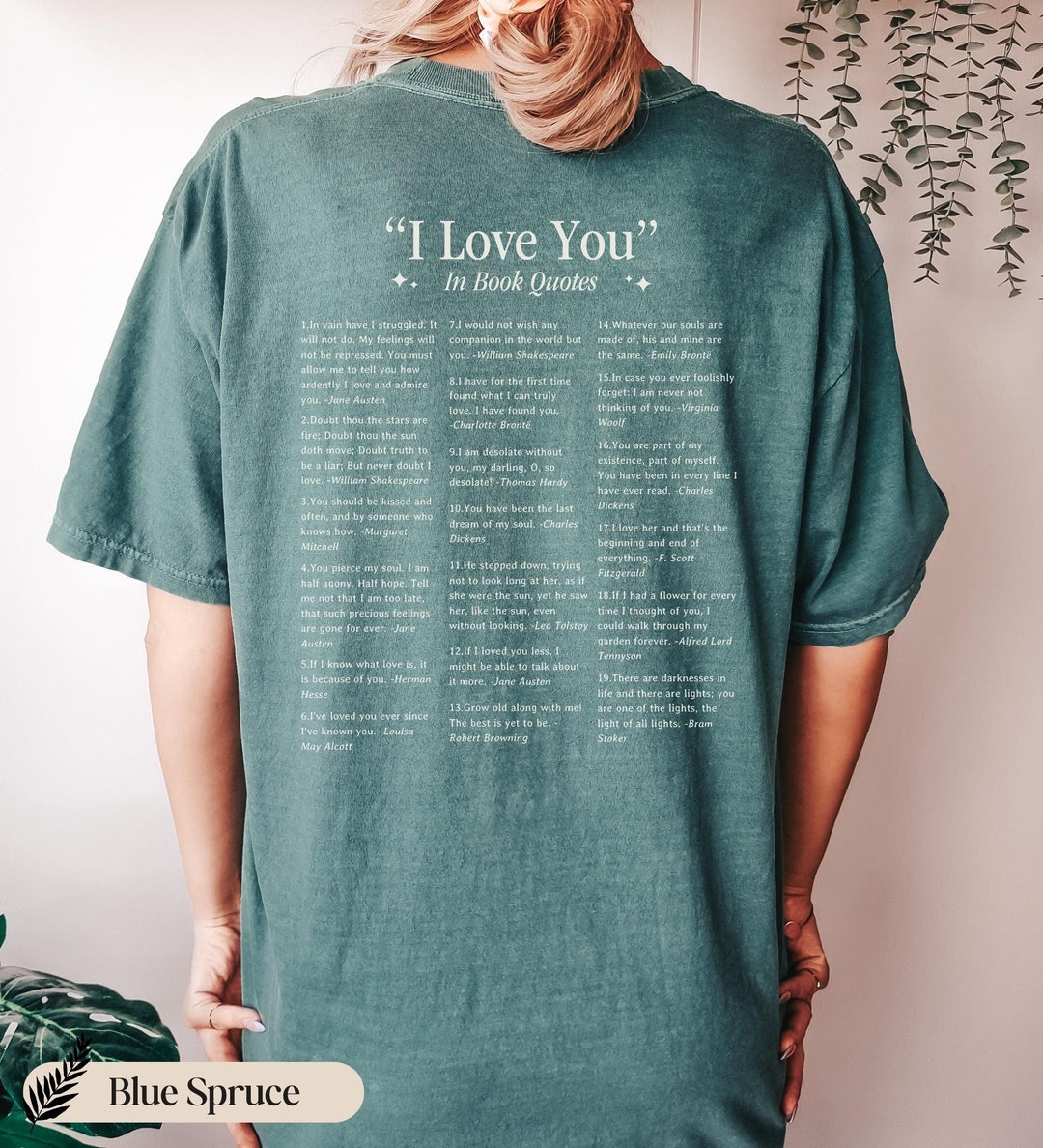 I Love You Book Quotes Shirt Comfortcolors Tee Gift for Book Lover ...