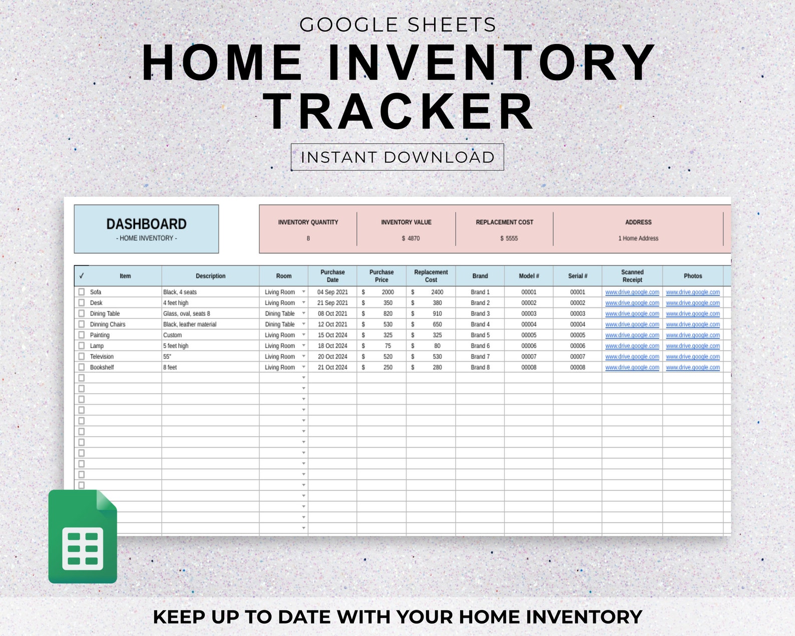 Home Inventory Tracker Google Sheets Inventory Tracker Home Inventory ...