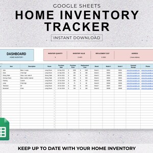 Home Inventory Tracker Google Sheets Inventory Tracker Home Inventory ...